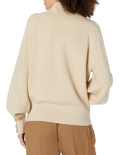 Karl Lagerfeld Paris Women's Long Sleeve Turtle Neck Sweater, Champagne Heather