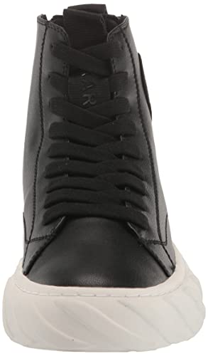 Karl Lagerfeld Paris Men's Recycled Leather Double Back Zip Hi Top Sneaker with Side Logo Patch, Black, 9.5