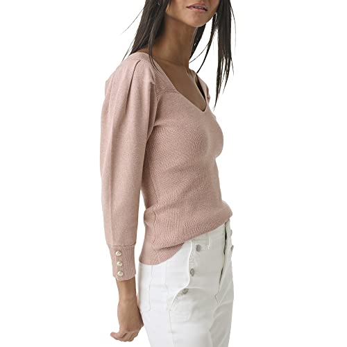 Karl Lagerfeld Paris Women's Everyday Casual Sparkle Sweater, Dune Pink Multi