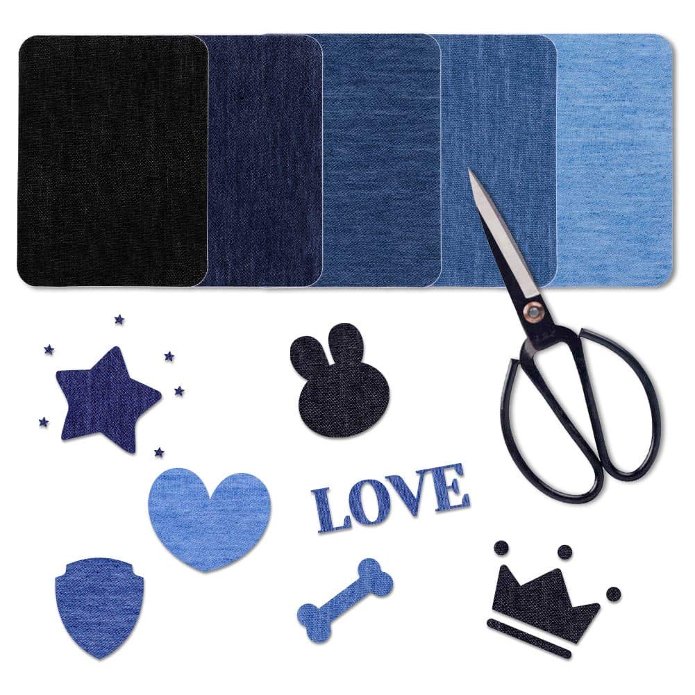 Patches for Jeans, Selizo 20 Pcs Iron on Patches Denim Jean Patches for Clothing Repair, Inside Jeans, 5 Colors (4.9" X 3.7")