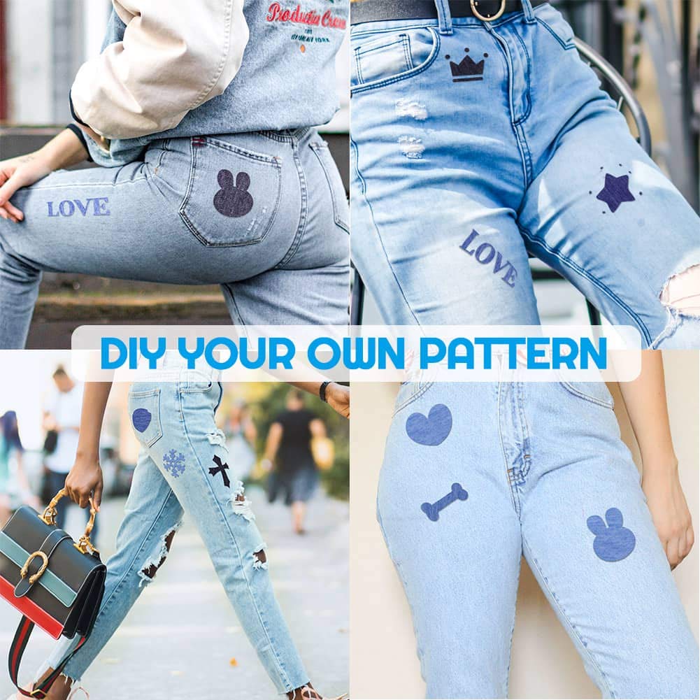 Patches for Jeans, Selizo 20 Pcs Iron on Patches Denim Jean Patches for Clothing Repair, Inside Jeans, 5 Colors (4.9" X 3.7")