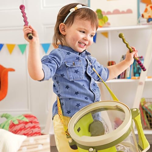 B. toys – Musical Instruments For Kids – Portable Drum Set – Percussion Toys For Toddlers – Jingle Bell, Tambourine, Maraca & More – 18 Months + – Parum Pum Pum