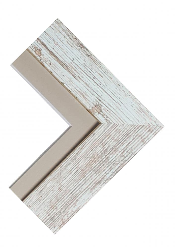 FRAMES BY POST Metro Picture Photo Frame Distressed White with Light Grey Mount 50 x 40 cm Image Size A3 Plastic Glass