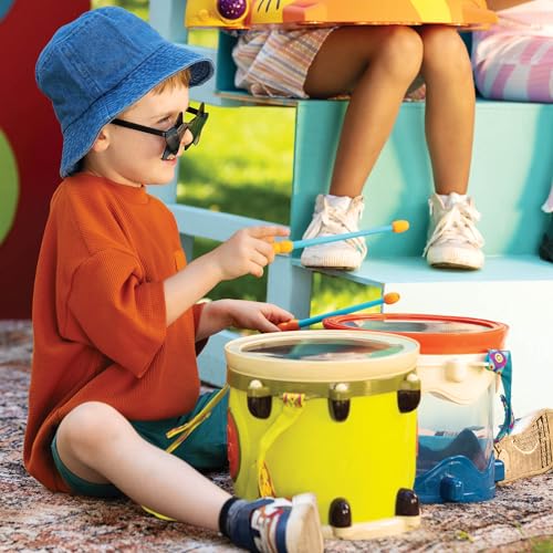 B. toys – Musical Instruments For Kids – Portable Drum Set – Percussion Toys For Toddlers – Jingle Bell, Tambourine, Maraca & More – 18 Months + – Parum Pum Pum