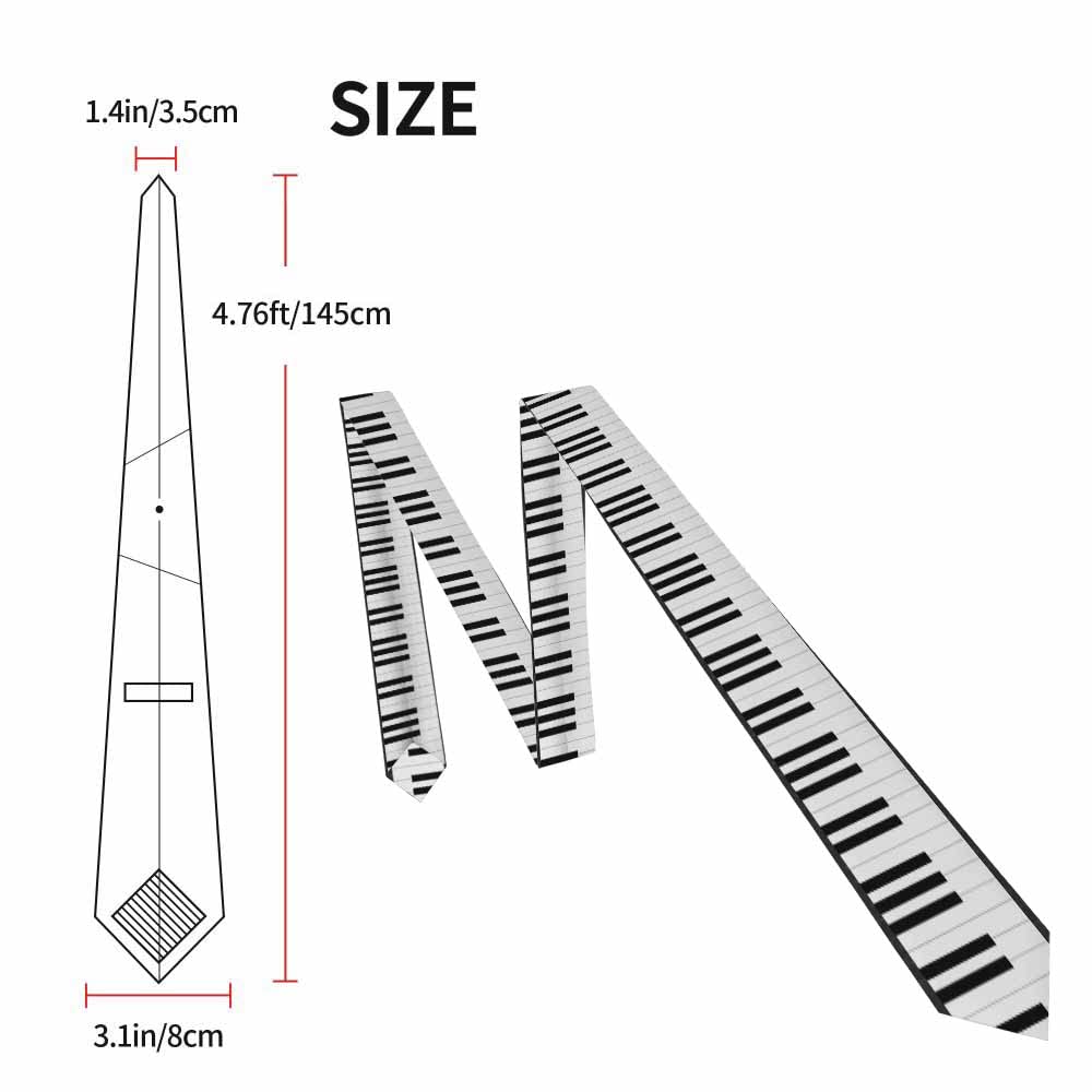 Yekiua Keyboard Ties Piano Keys Key Board Musical Instrument Men's Business Necktie For Husband Father Valentine's Day Father's Day Gift White Black