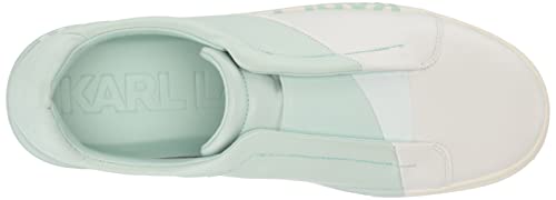 Karl Lagerfeld Paris Women's Cyrene Studded Slip on Sneaker, Mint Julep/Bright White, 9