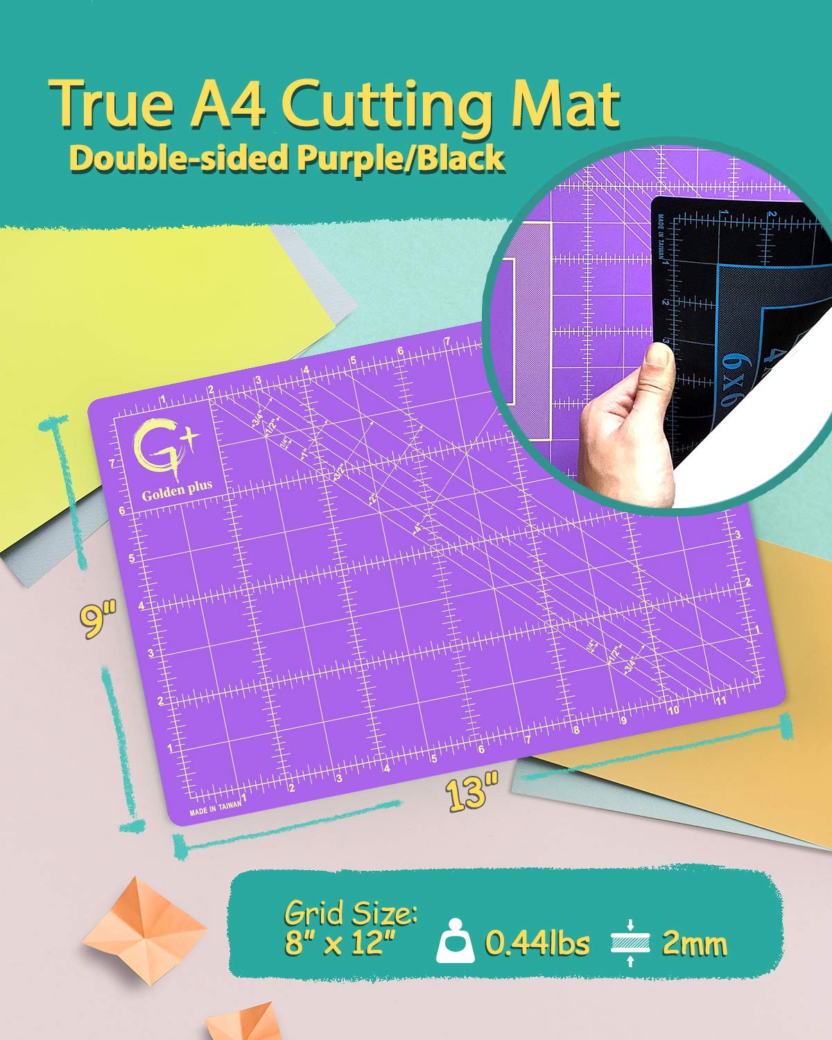 G+ Self-Healing Cutting Mat - True A1 24 x 36" (26 x 38" Full) Eco-Friendly, Double-Sided, Non-Slip, Rotary Cutting Board for Sewing, Arts and Crafts for School Projects, Businesses, and Giveaways