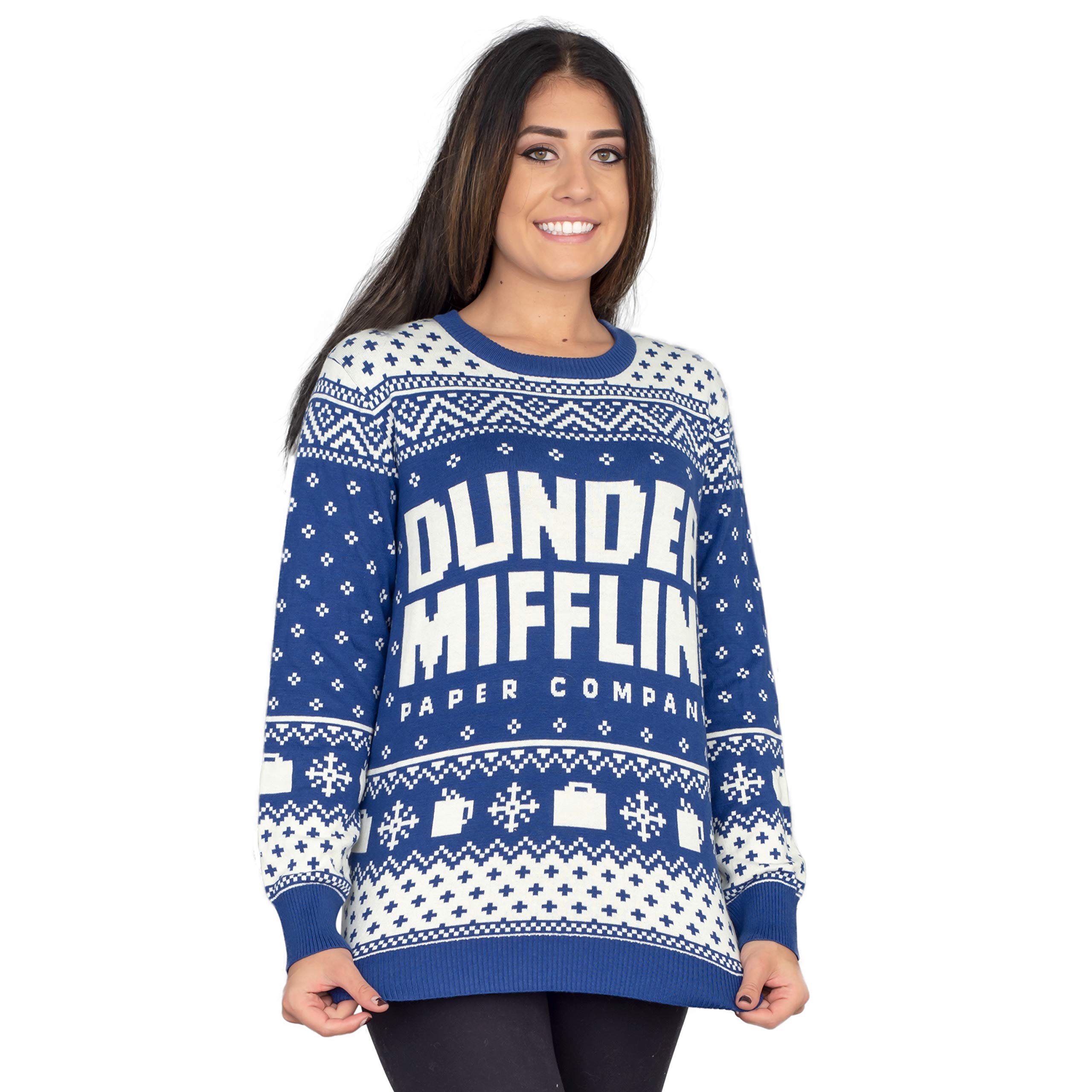 Ripple Junction The Office Dunder Mifflin Blue Ugly Christmas Sweater (XX-Large)