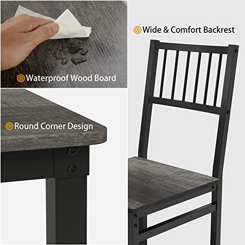 Teraves Dining Table Set for 4/Computer Desk,Kitchen Table with 2 Chairs and a Bench,Table and Chairs Dining Set 4 Piece Set for Dining Room (Black Oak+Black Frame, 110CM)