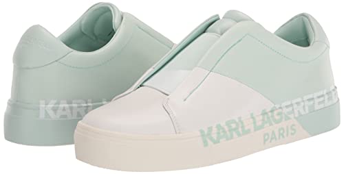 Karl Lagerfeld Paris Women's Cyrene Studded Slip on Sneaker, Mint Julep/Bright White, 9