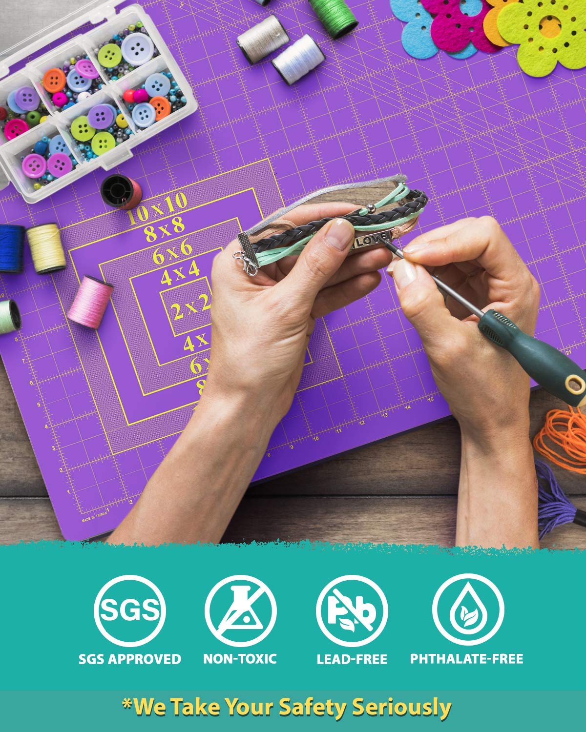 G+ Self-Healing Cutting Mat - True A1 24 x 36" (26 x 38" Full) Eco-Friendly, Double-Sided, Non-Slip, Rotary Cutting Board for Sewing, Arts and Crafts for School Projects, Businesses, and Giveaways