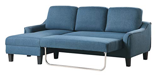 OSP Home Furnishings Lester Chaise Sleeper Sofas, Blue