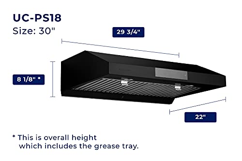 Hauslane | Chef Series 30" PS18 Under Cabinet Range Hood, Stainless Steel | Pro Performance | Contemporary Design, Touch Screen, Dishwasher Safe Baffle Filters, LED Lamps, 3-Way Venting