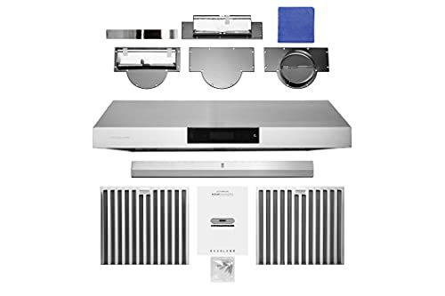 Hauslane | Chef Series 30" PS18 Under Cabinet Range Hood, Stainless Steel | Pro Performance | Contemporary Design, Touch Screen, Dishwasher Safe Baffle Filters, LED Lamps, 3-Way Venting