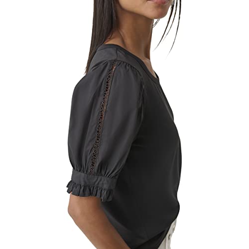 Karl Lagerfeld Paris Women's Soft Short Sleeve Everyday Fashion Sport Knit, Black, Large