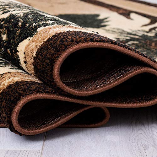 Champion Rugs Rustic Lodge Deer Elk Moose Area Rug (2’ X 3’)