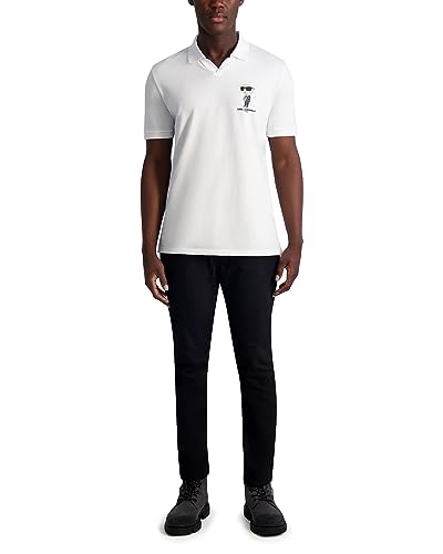 Karl Lagerfeld Paris Men's Casual Short Sleeve Collared Polo, White