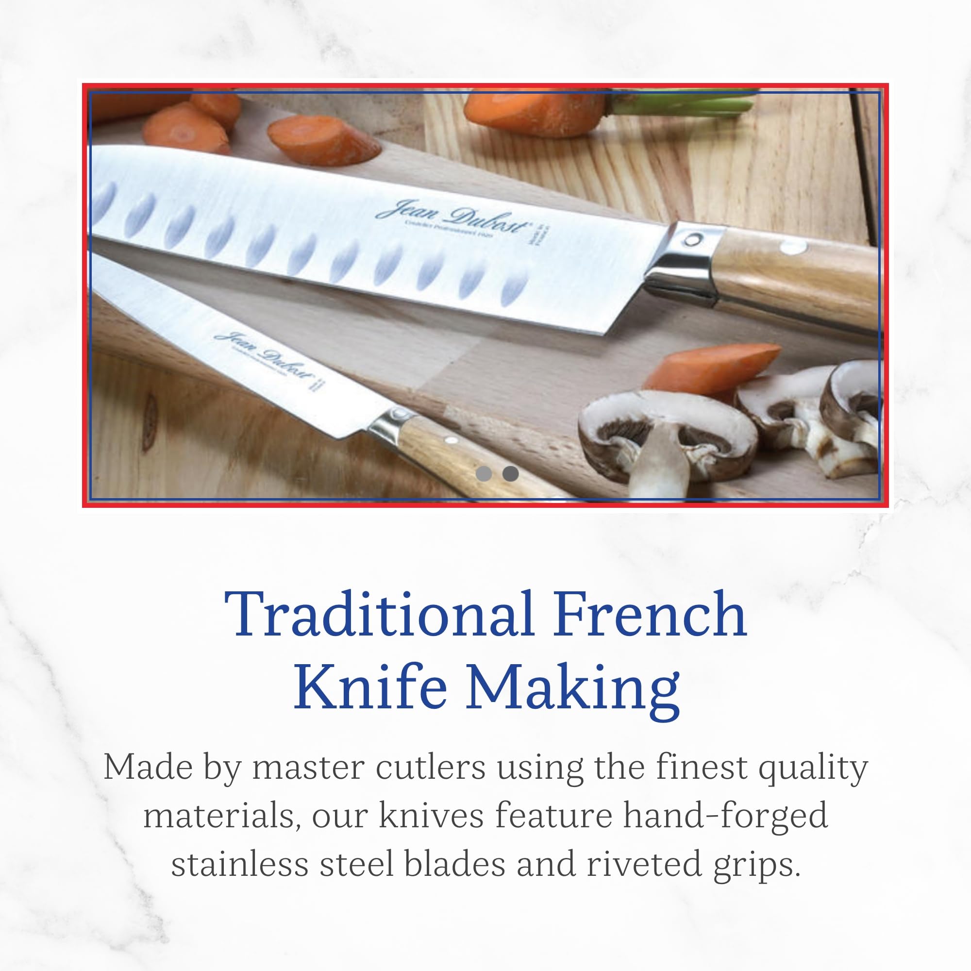 Jean Dubost 6 Steak Knives in Wooden Block, Black