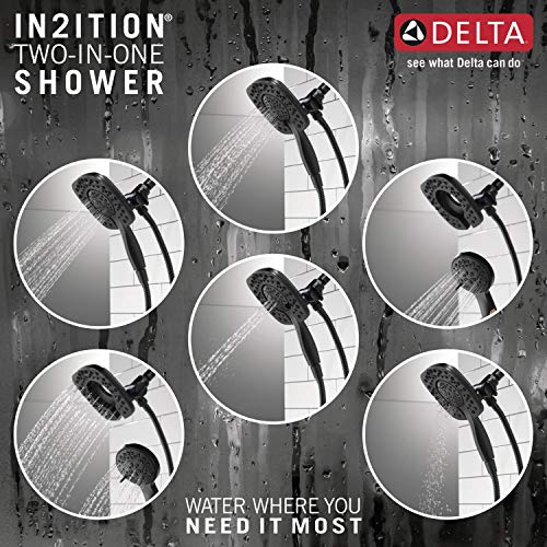 Delta Faucet 4-Spray In2ition Dual Shower Head with Handheld Spray, Matte Black Shower Head with Hose, Showerheads & Handheld Showers, Handheld Shower Heads, Matte Black 58498-BL