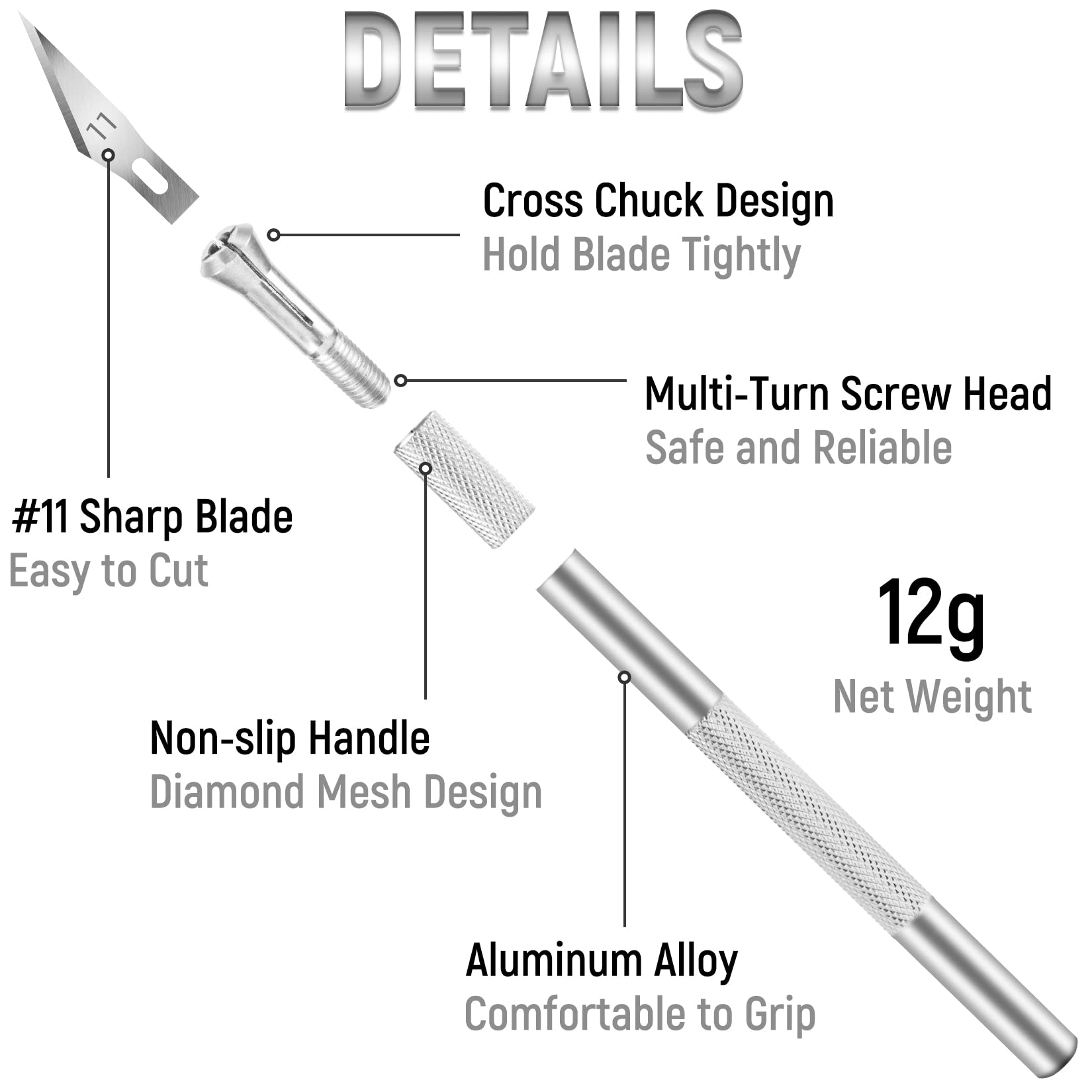 Jetmore 10 Pack Exacto Knife, Stainless Steel Exacto Knife Set, Sharp Precision Hobby Knife Craft Knife Kit for Pumpkin Carving, DIY, Art, Cutting, Stencil