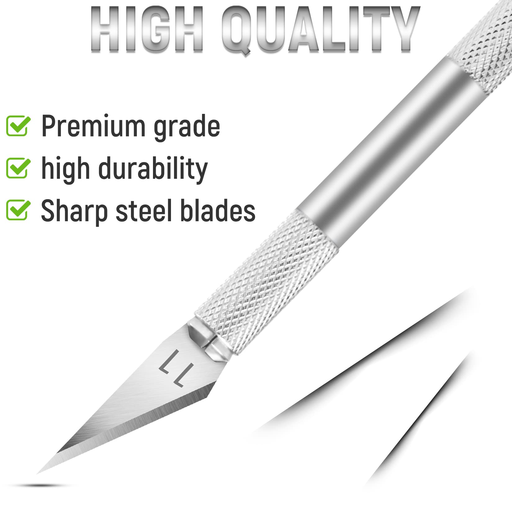 Jetmore 10 Pack Exacto Knife, Stainless Steel Exacto Knife Set, Sharp Precision Hobby Knife Craft Knife Kit for Pumpkin Carving, DIY, Art, Cutting, Stencil