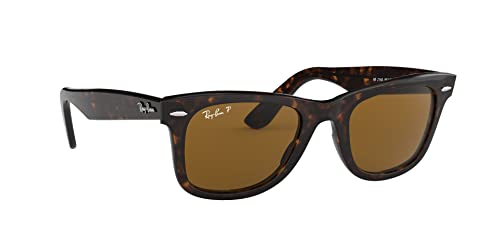 Ray-Ban unisex adult RB2140 Original Wayfarer Polarized Sunglasses, Tortoise/Brown Polarized, 50 mm US