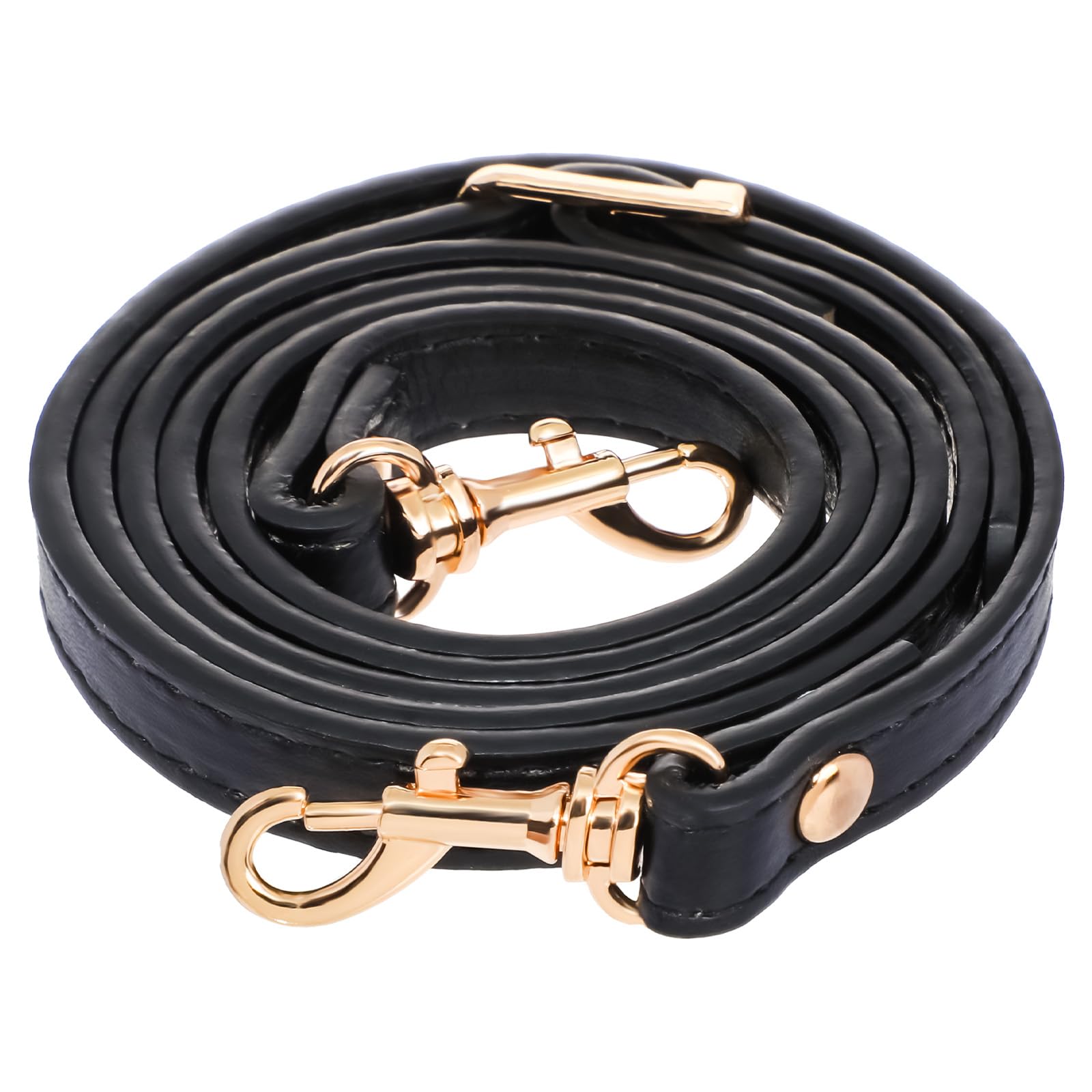 RAYNAG Adjustable Purse Strap Replacement Leather Handbag Shoulder Strap Replacement, Black with Gold Metal Swivel Hooks