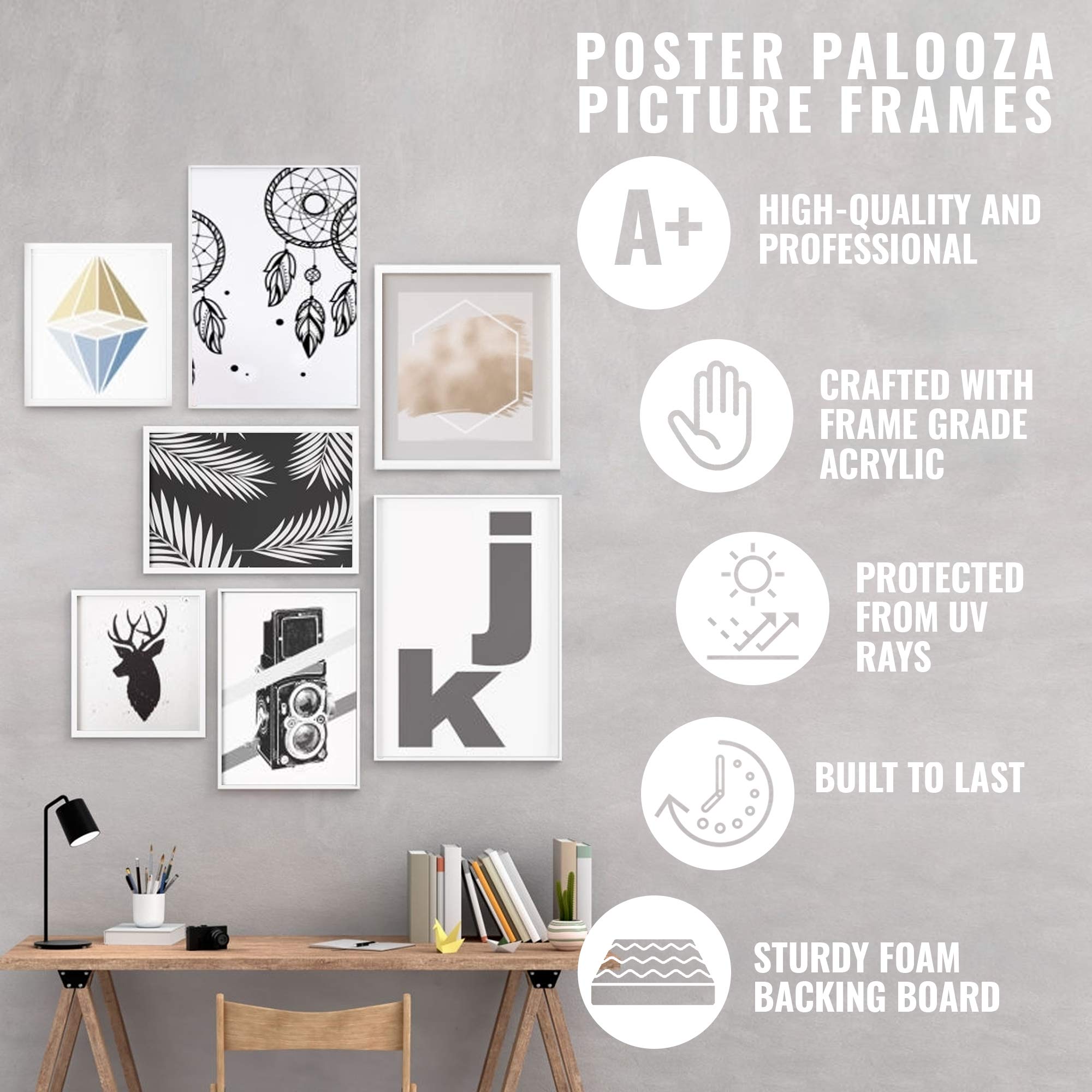 Poster Palooza 16x20 Traditional Walnut Complete Wood Picture Frame with UV Acrylic Plexiglass, Foam Board Backing & Hardware Included