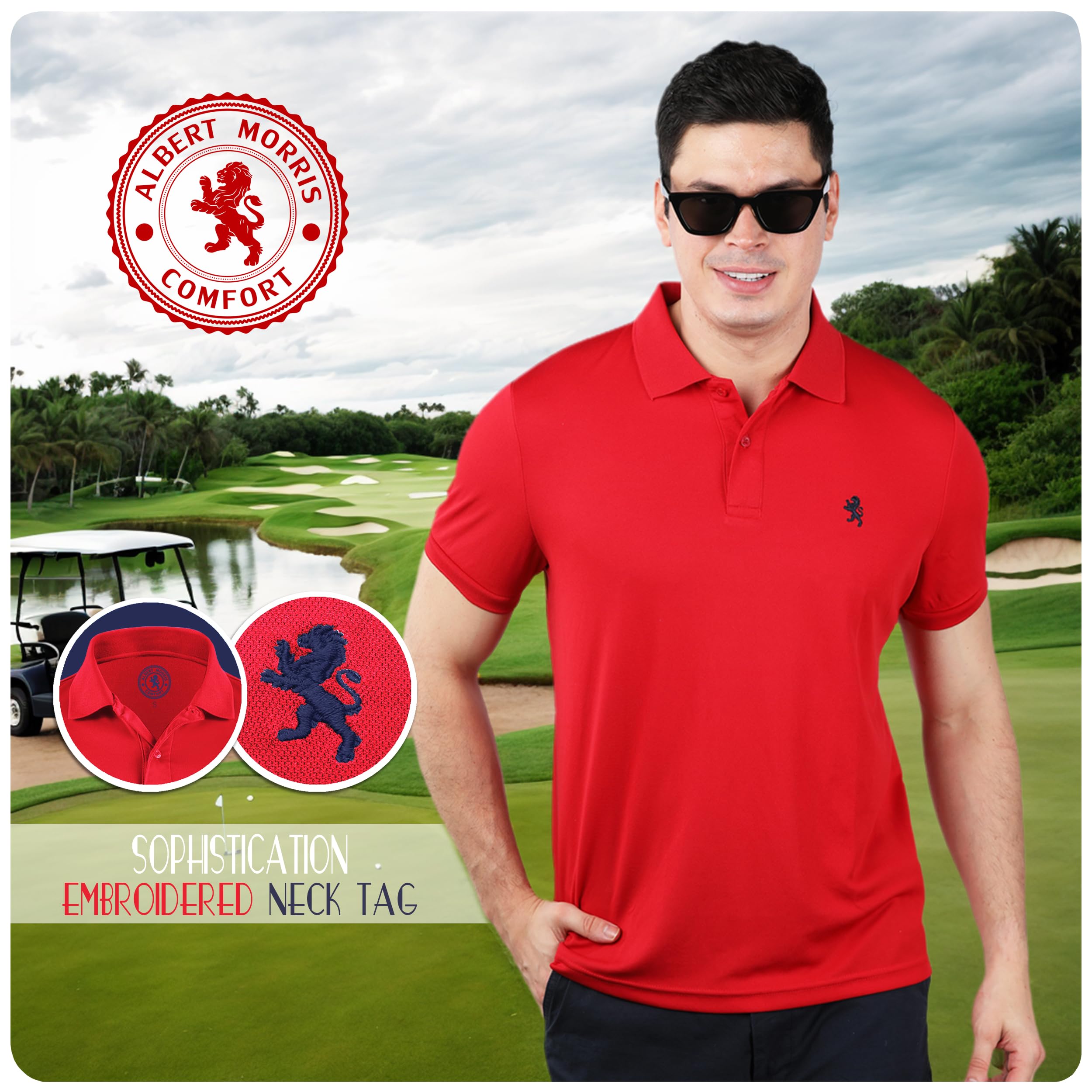 Albert Morris Mens Polo Shirts Polo Shirts for Men, Shirts for Men, Short Sleeve Mens Shirts (4 Pack), American Classics, X-Large