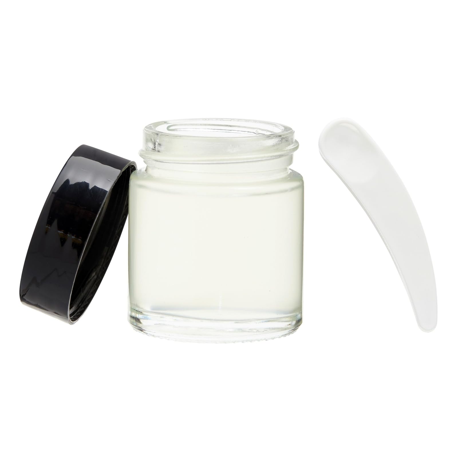Juvale 24 Pack Small Glass Containers with Lids 1 oz, Empty Jars with 6 Spatulas for Creams, Cosmetics, DIY Ointments, Mixing (30ml)