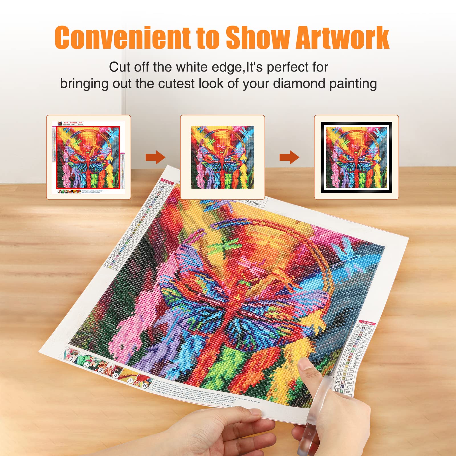 NAIMOER Upgraded 2Pack Diamond Painting Frames, Frames for 35x35cm Diamond Painting Canvas, Magnetic Diamond Art Frame Self-Adhesive, Diamond Painting Frames with Hooks for Wall Window Door (Black)