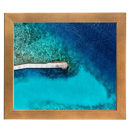 ArtToFrames 17x23 Inch Gold Picture Frame, This 1.25 Inch Custom MDF Poster Frame is Muted Gold Glow - Comes with Economy Acrylic and Corrugated Backing (2WOMBW26-1619-17x23)
