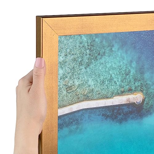 ArtToFrames 17x23 Inch Gold Picture Frame, This 1.25 Inch Custom MDF Poster Frame is Muted Gold Glow - Comes with Economy Acrylic and Corrugated Backing (2WOMBW26-1619-17x23)