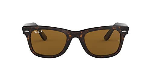 Ray-Ban unisex adult RB2140 Original Wayfarer Polarized Sunglasses, Tortoise/Brown Polarized, 50 mm US