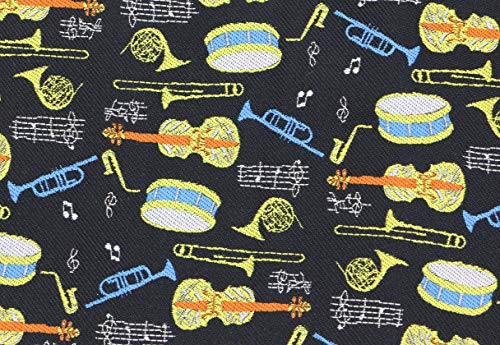 OCIA Boys Dinosaur Sharks Pattern Pre-Tied Bowtie Kids Adjustable Bow Tie Yellow Black Musical Instrument