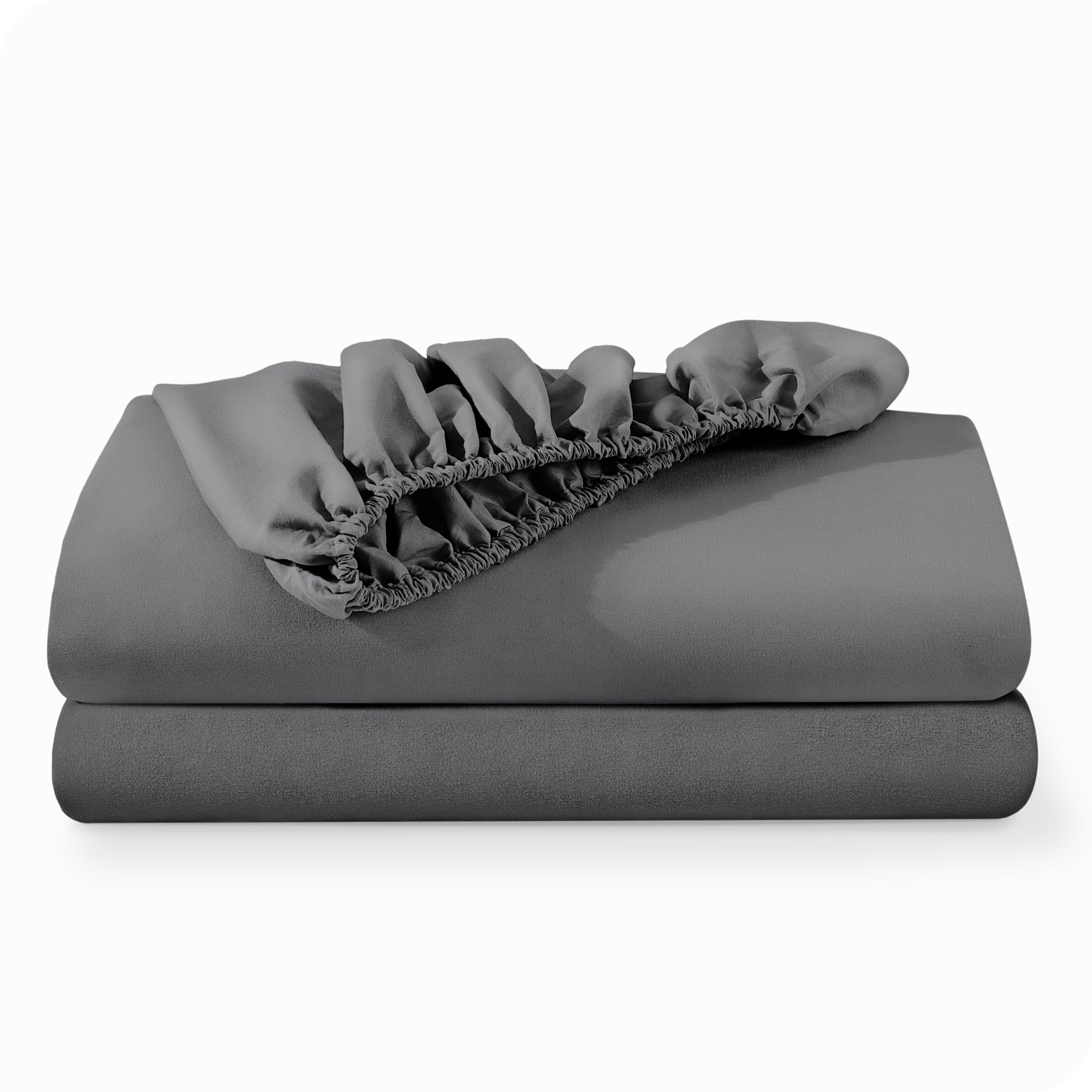 Bare Home 2-Pack Fitted Bottom Sheets Full - Premium 1800 Ultra-Soft Wrinkle Resistant Microfiber - Deep Pocket (Full, Grey)