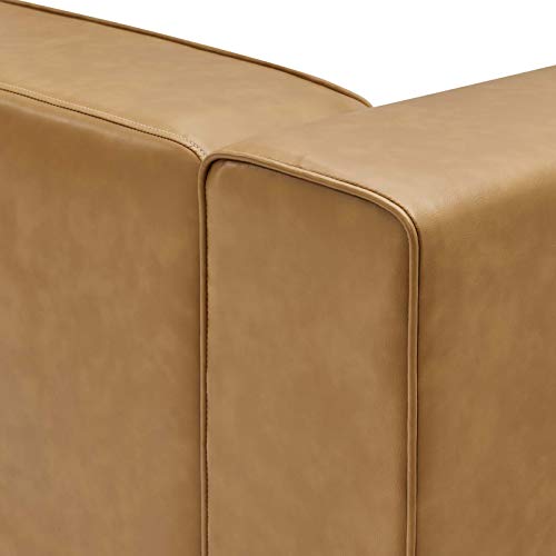 Modway Mingle Vegan Leather 3-Piece Sectional Sofa, Tan