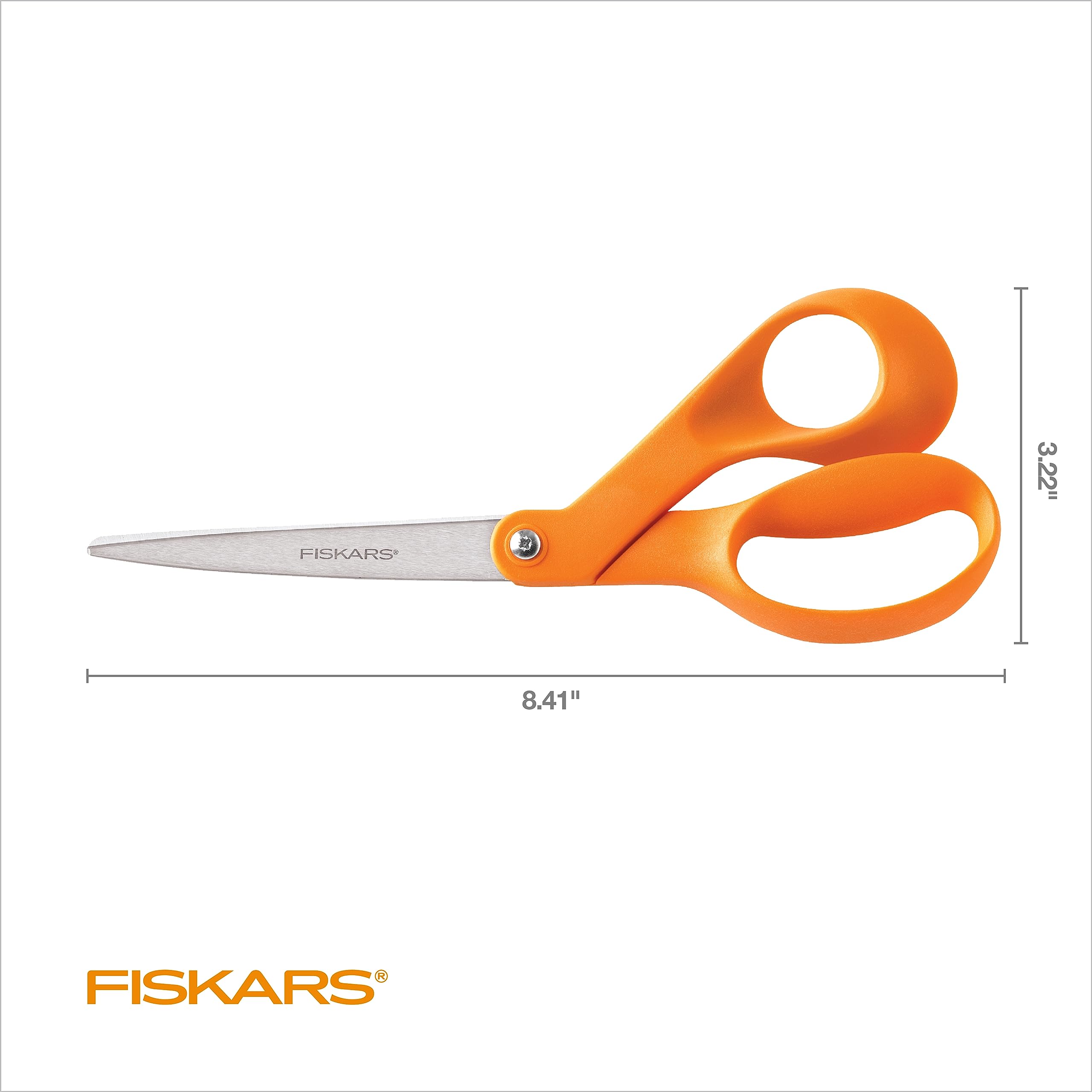 Fiskars The Original Handled Scissors, 8 Inch, Crafting, Paper Cutting, Multi Surface Use, Orange