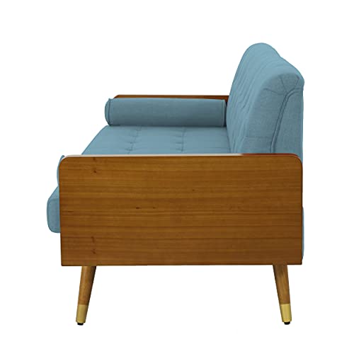 Christopher Knight Home Aidan Mid Century Modern Tufted Fabric Sofa, Blue