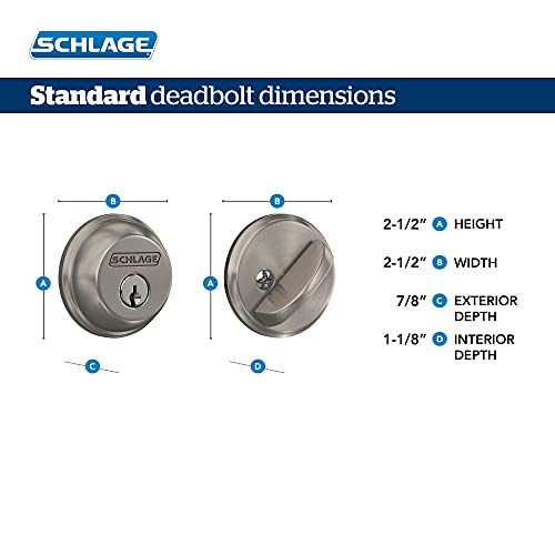 Schlage B62 N 626 Deadbolt, Keyed 2 Sides, Highest Residential Security, Satin Chrome