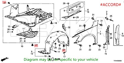 Rexka 40pcs Rear Front Bumper Cover Fender Grille Under Cover Push-Type Retainer Clip Fastener Rivet 91505-TM8-003 for Honda Acura