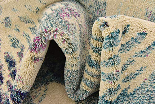 Unique Loom Positano Collection Coastal Modern Coral Lobster Shells Light Blue Area Rug (4' x 6')