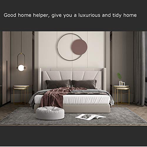 Modern Round Nesting Coffee Table Set with 2 Side Tables, Metal Frame Slate Table Top Sofa Corner Table, Simple Decoration Table for Living Room Bedroom and Balcony