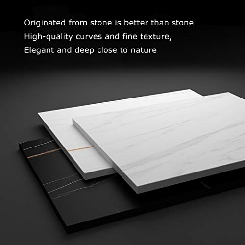 Modern Round Nesting Coffee Table Set with 2 Side Tables, Metal Frame Slate Table Top Sofa Corner Table, Simple Decoration Table for Living Room Bedroom and Balcony