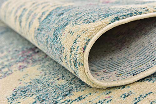 Unique Loom Positano Collection Coastal Modern Coral Lobster Shells Light Blue Area Rug (4' x 6')