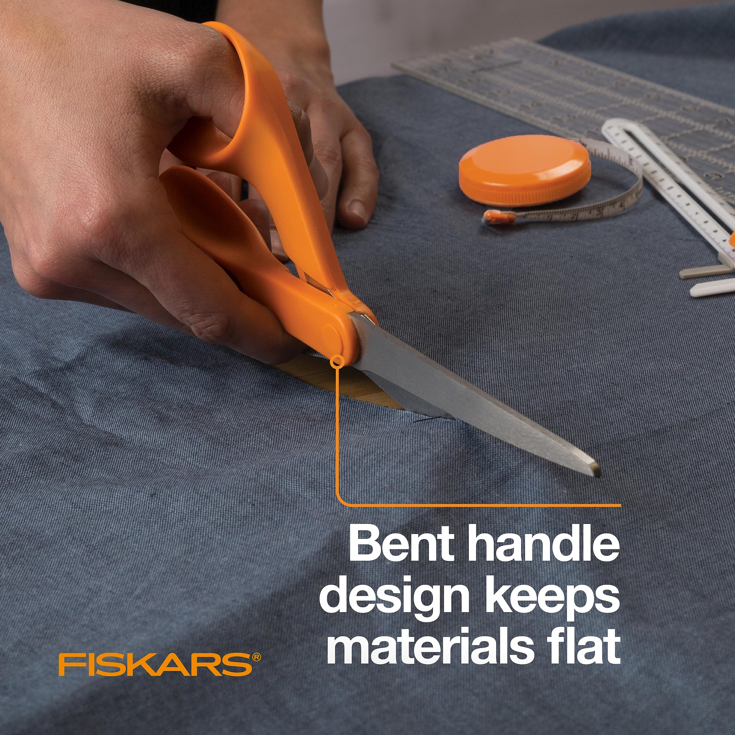 Fiskars The Original Handled Scissors, 8 Inch, Crafting, Paper Cutting, Multi Surface Use, Orange