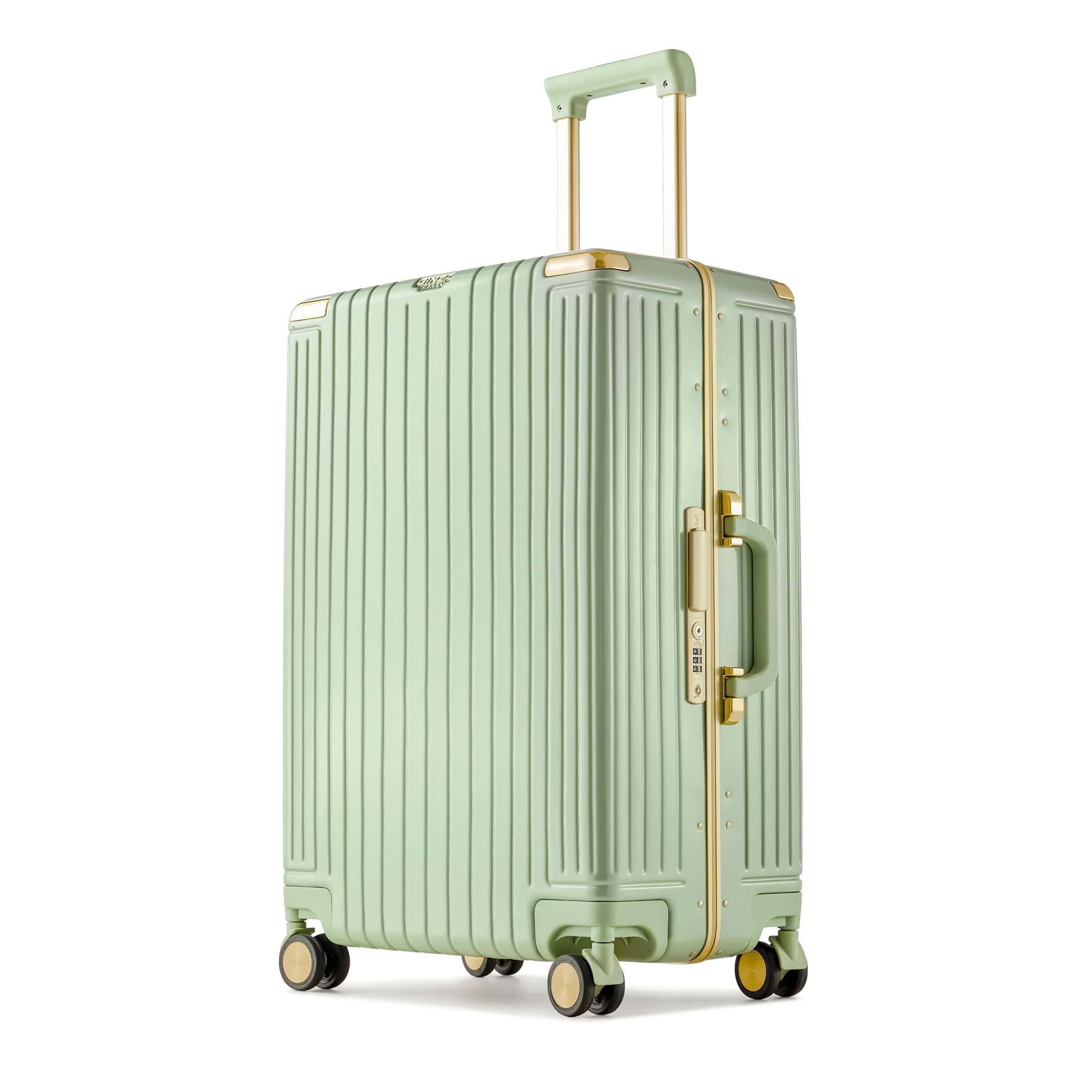 GinzaTravel Aluminum Frame+PC Suitcase Bright Color Suitcase TSA Combination Lock Universal Wheel