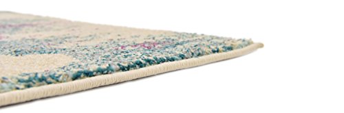 Unique Loom Positano Collection Coastal Modern Coral Lobster Shells Light Blue Area Rug (4' x 6')