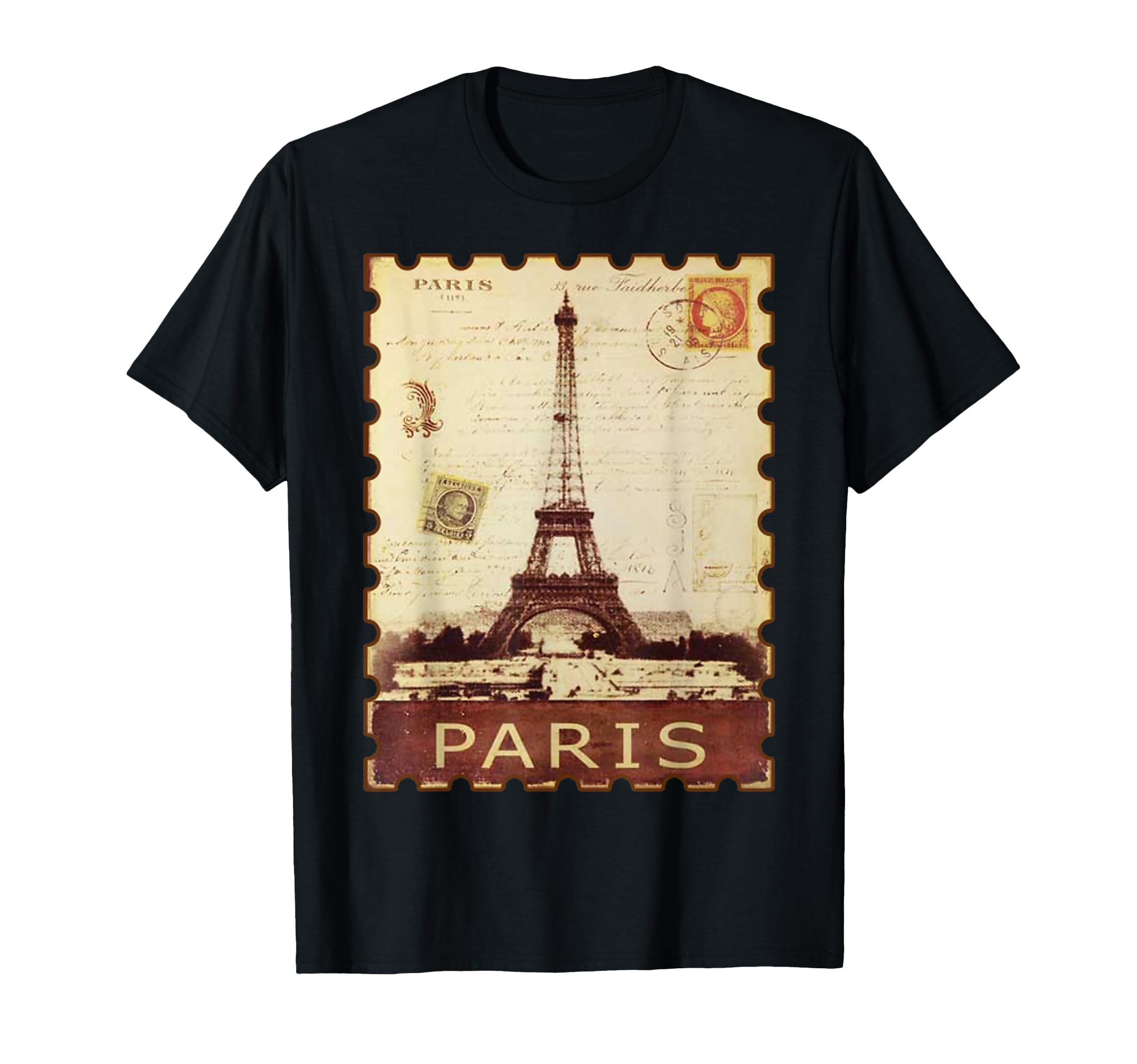 Eiffel Tower Stamp Vacation Vintage Paris France Souvenir T-Shirt