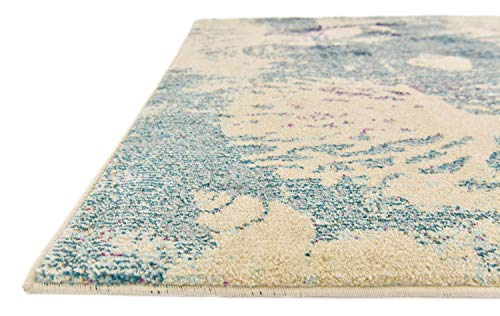 Unique Loom Positano Collection Coastal Modern Coral Lobster Shells Light Blue Area Rug (4' x 6')